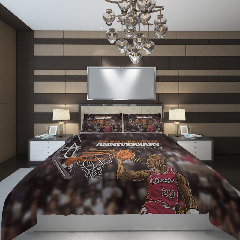 ANNIVERSARY NBA Basketball ize Duvet Cover and Pillowcase Set Bedding ...