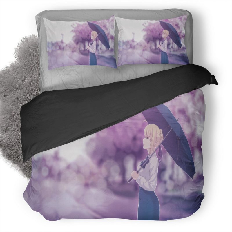 Saber Fate Stay Night Artwork P1 Duvet Cover and Pillowcase Set Bedding ...